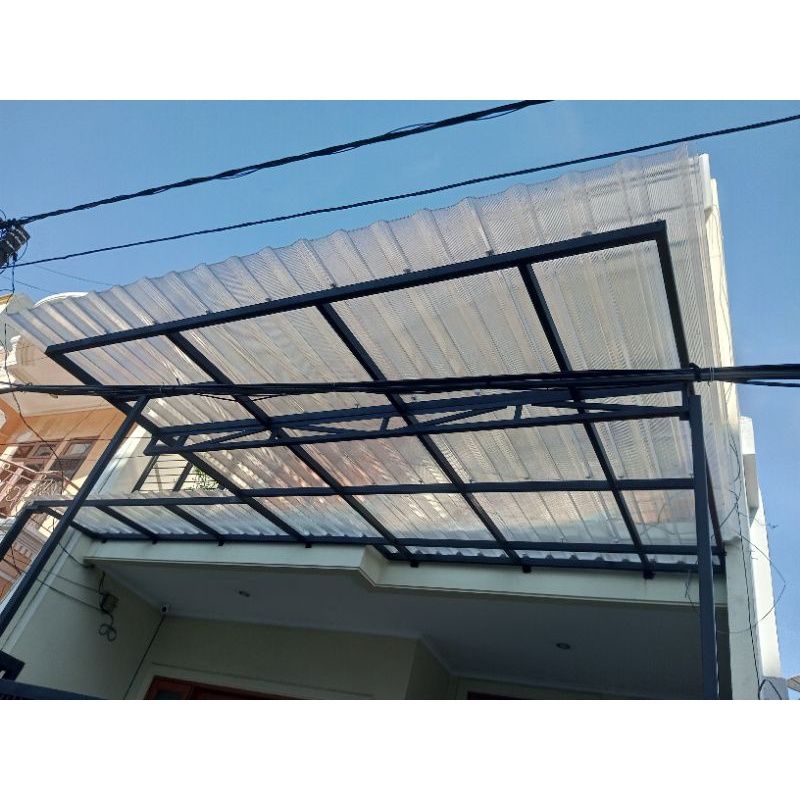 Jual kanopi bening transparan atap Twinlite greca gelombang rangka ...