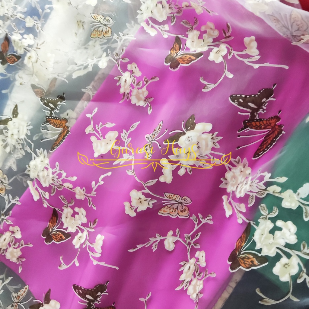 Jual Kain Organdi Organza Kaca Kupu kupu Butterfly Lebar 150 cm ...