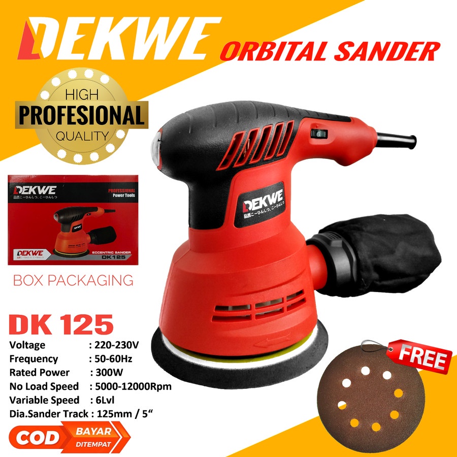 Jual Mesin Amplas Orbital Sander Bulat 5 Inch Dekwe DK125 Poles Kayu ...