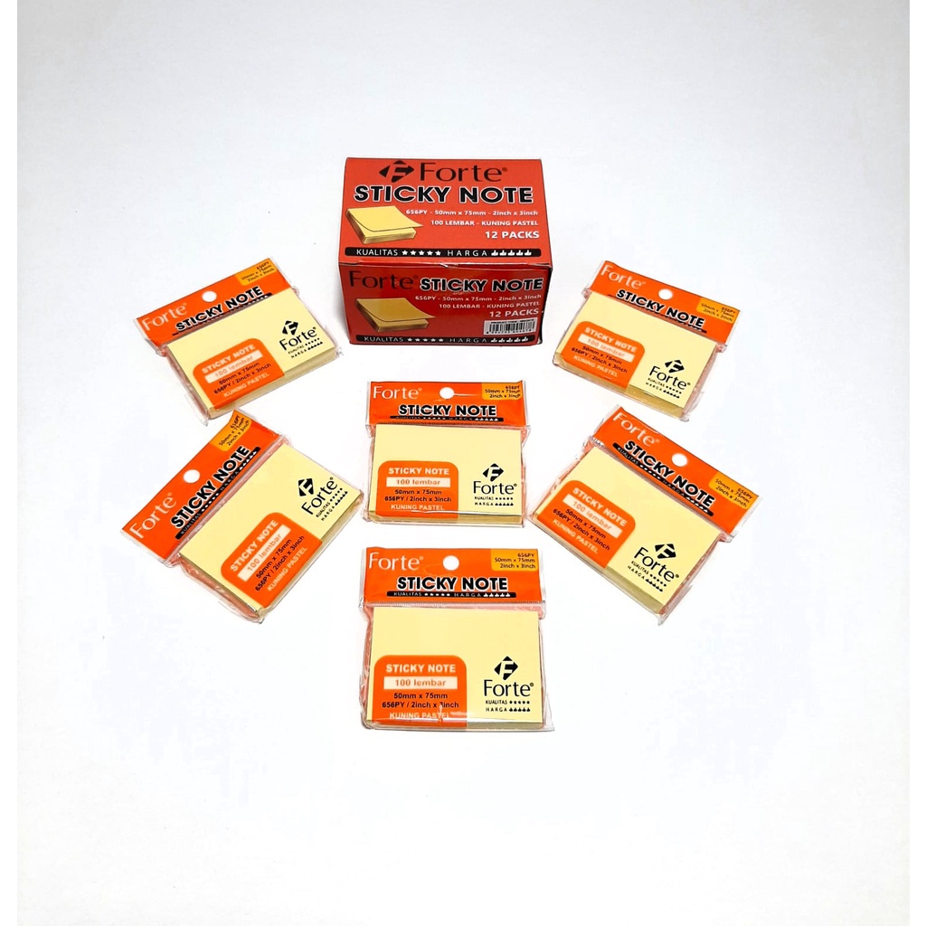 Jual Harga Grosir (1Kotak/12packs ) Label/Memo Sticky Note FORTE Ukuran ...