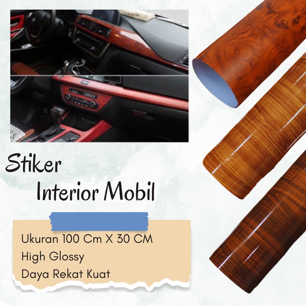 Jual 30x100 cm Car Stickers Wood Grain Interior Trim Cover Car Styling ...