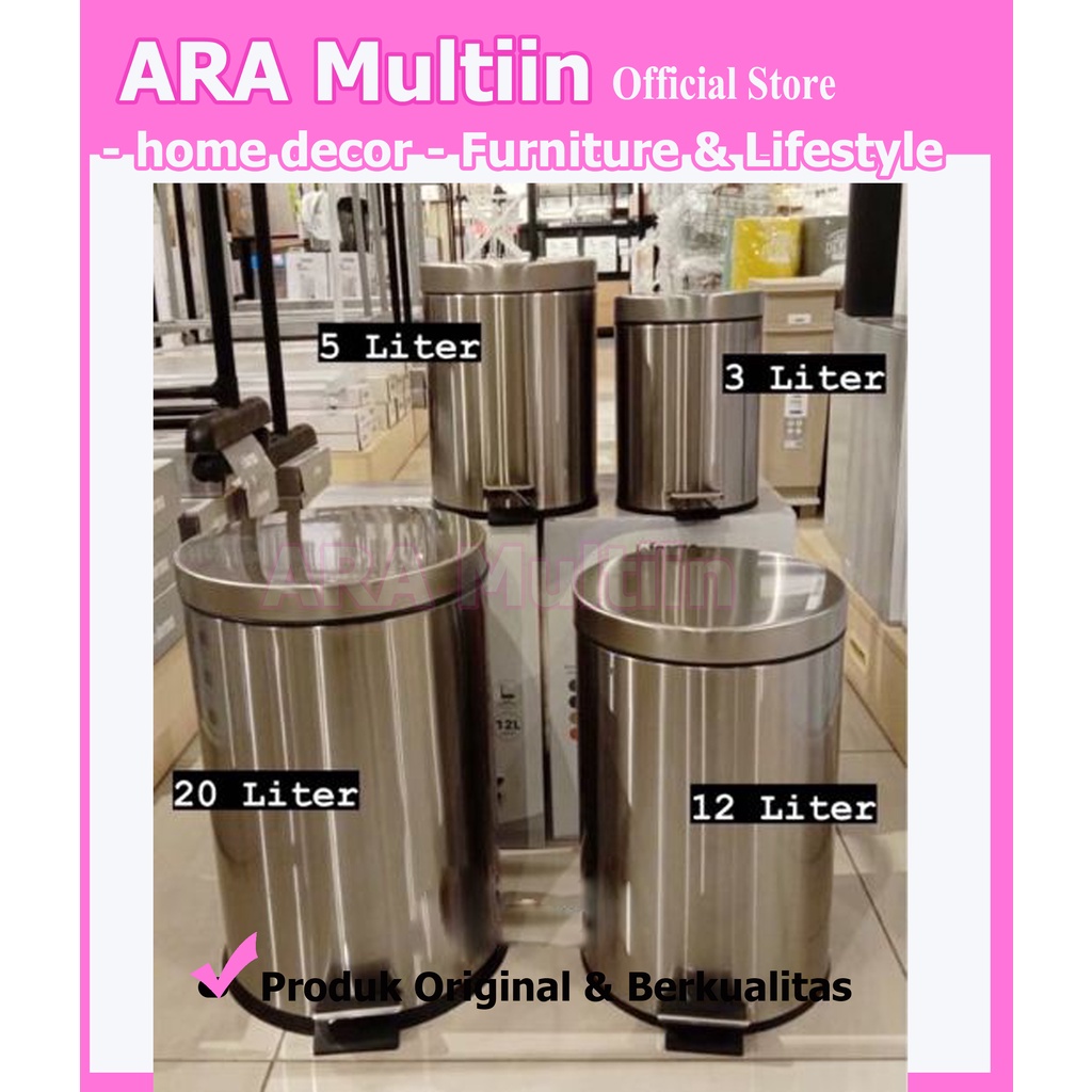 Jual INFORMA TEMPAT SAMPAH STAINLESS 3L 5L 12L 20L 30L SLOW CLOSE / TEMPAT SAMPAH INJAK PEDAL ...