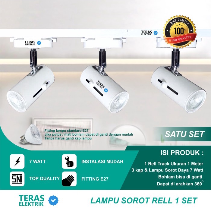 Jual Lamp Dinding Paket Lampu Sorot Rel 1 Set Isi 3 Spotlight Track ...