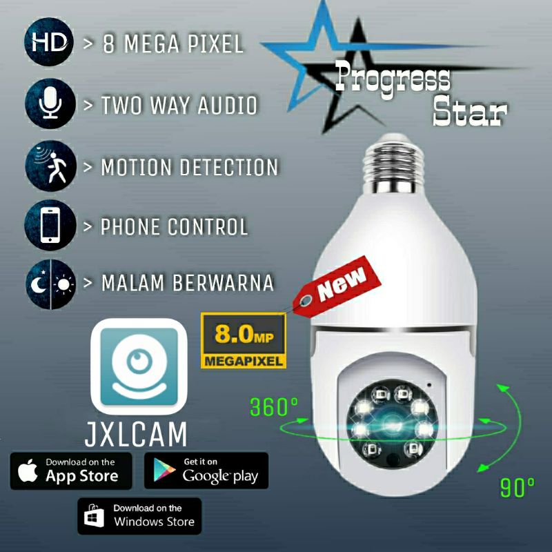Jual Kamera Cctv Ip Wifi Hd 8MP Ptz 360 Derajat Bentuk Lampu Bohlam | Shopee Indonesia