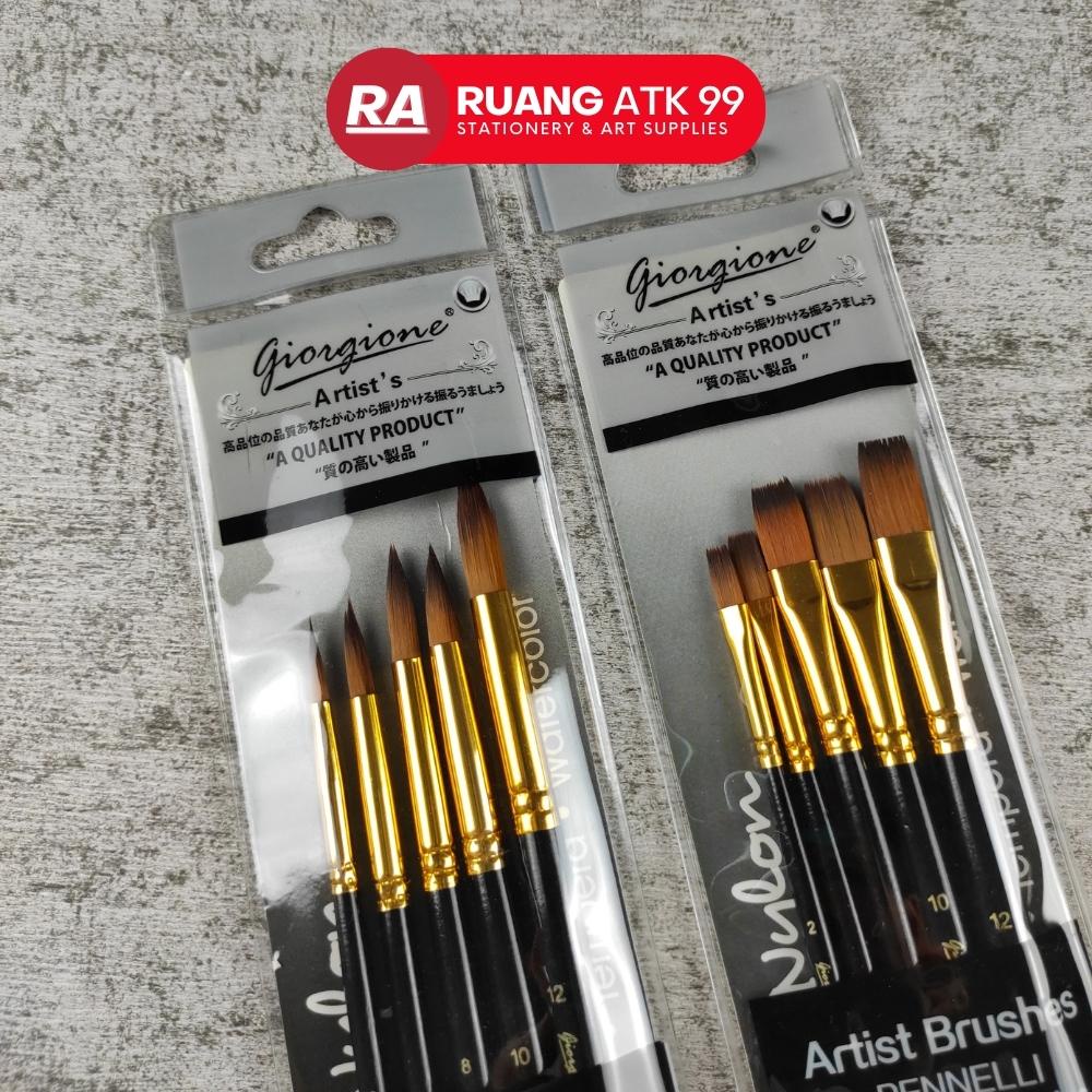 Jual Giorgione Kuas Lukis Set Artist Brush Set Round/Flat/Mix Brush ... Jual Giorgione Kuas Lukis Set Artist Brush Set Round/Flat/Mix Brush ...
