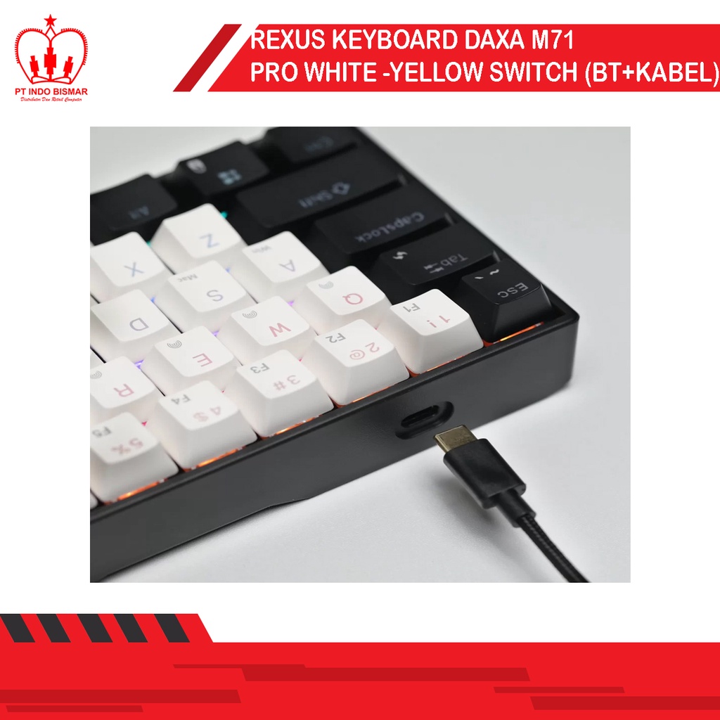 Jual Rexus Keyboard Daxa M71 Pro White -Yellow Switch (BT+kabel ...