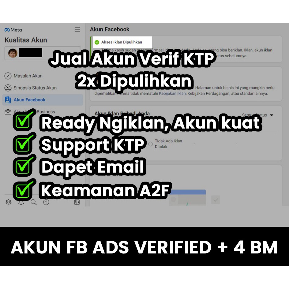 Jual Jual Akun Facebook Ads Verif KTP Terkuat | Shopee Indonesia