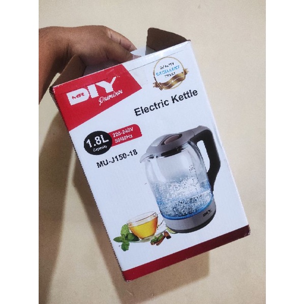 Jual Teko Listrik 1.8L Electric Kettle Premium Glass MR DIY High ...