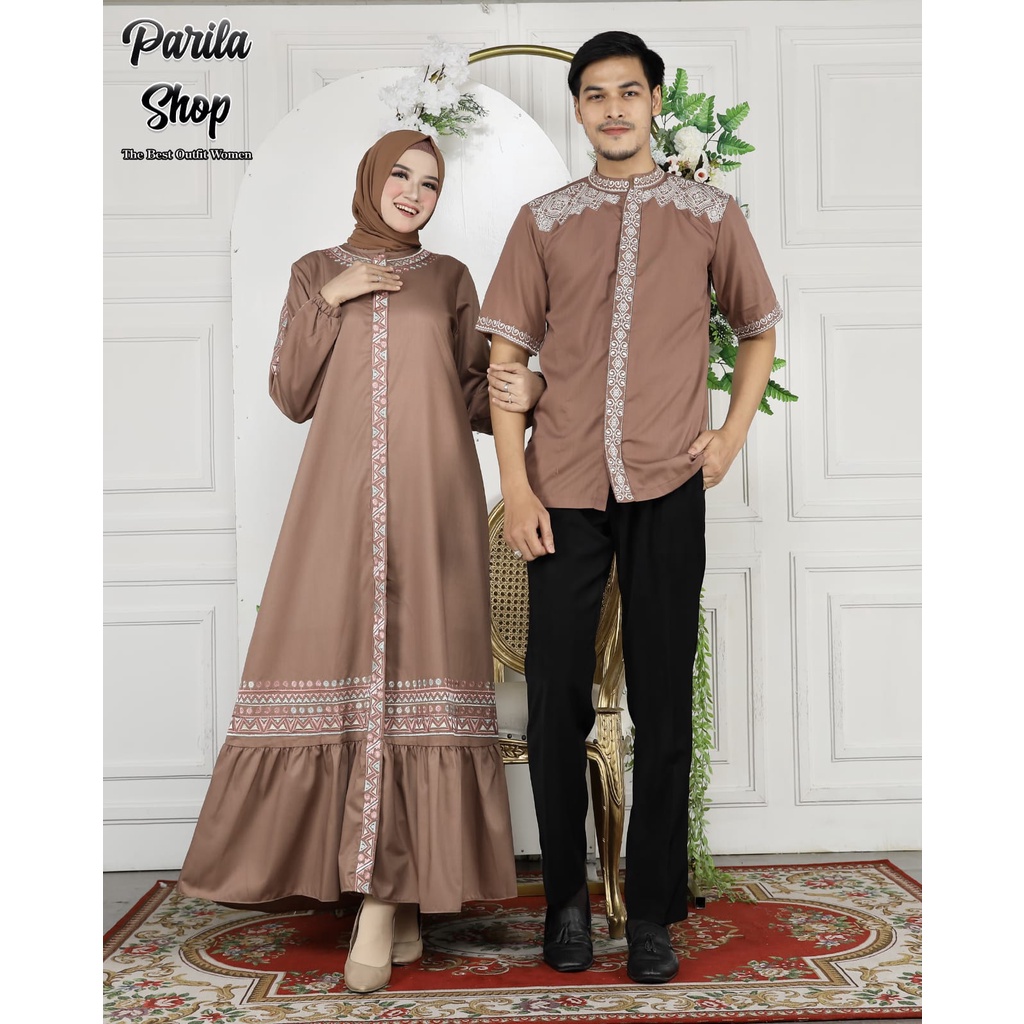 Jual Gamis Couple Kejora Dress Pasangan Suami Istri Terbaru//Dress Toyobo Bordir Mix Payet ...