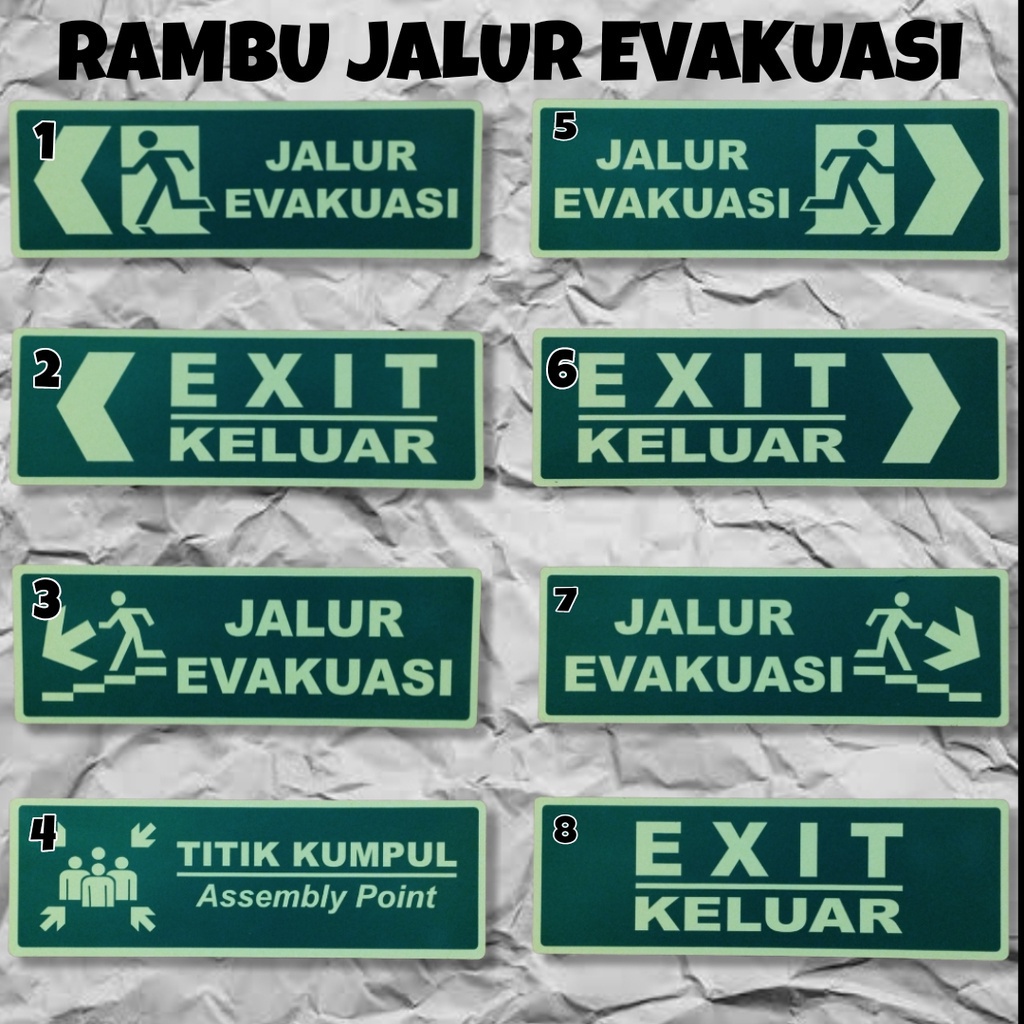 Jual Posfor/Glow in The Dark.Sign Rambu Jalur Evakuasi Acrylic 30x10 cm ...
