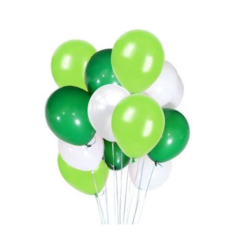 Jual Balon latex MIX HIJAU PUTIH 10pcs dekorasi balon HIJAU PUTIH ...