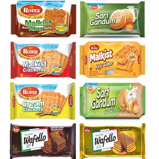 Jual roma cream cracker 135 gr, sari gandum 149 gr, wafello choco blast ...