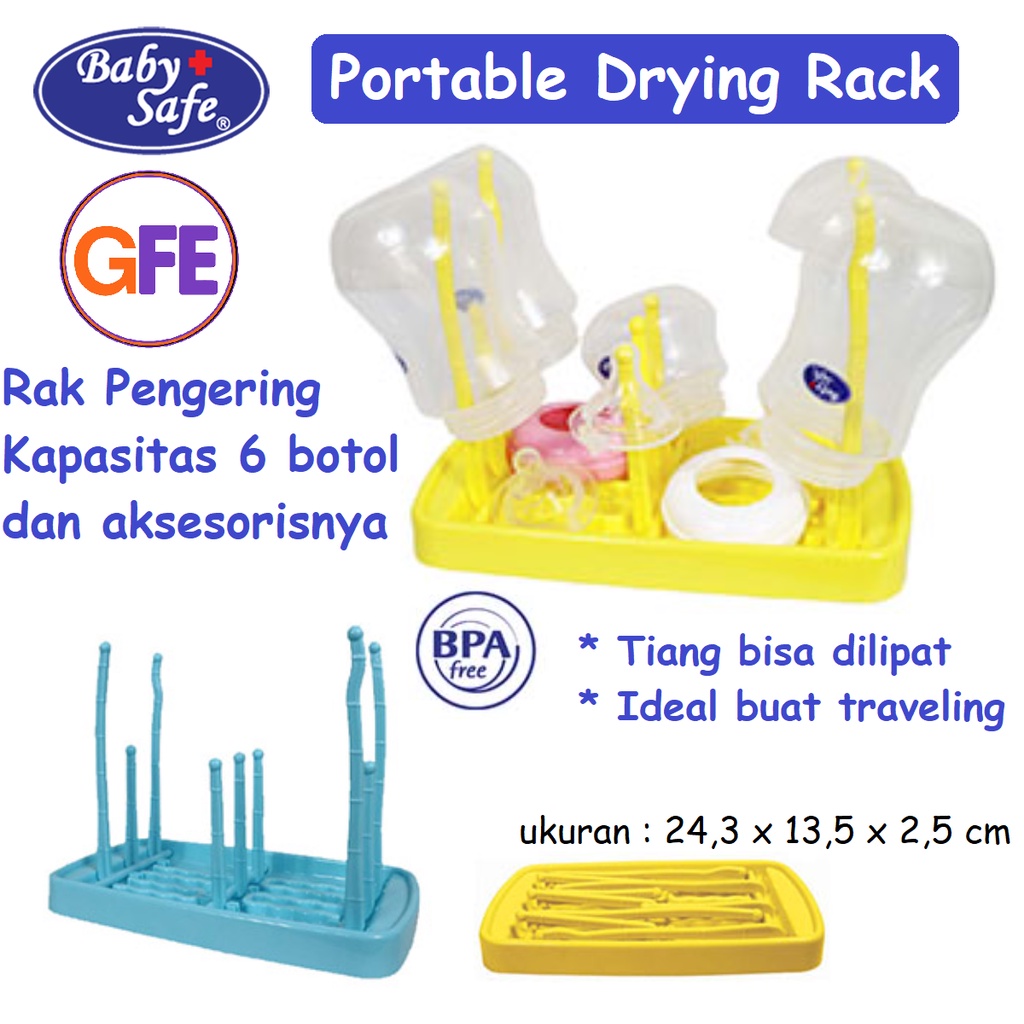 Jual Baby Safe Rak Pengering Botol Tiang Lipat Portable Drying Rack 6 ...
