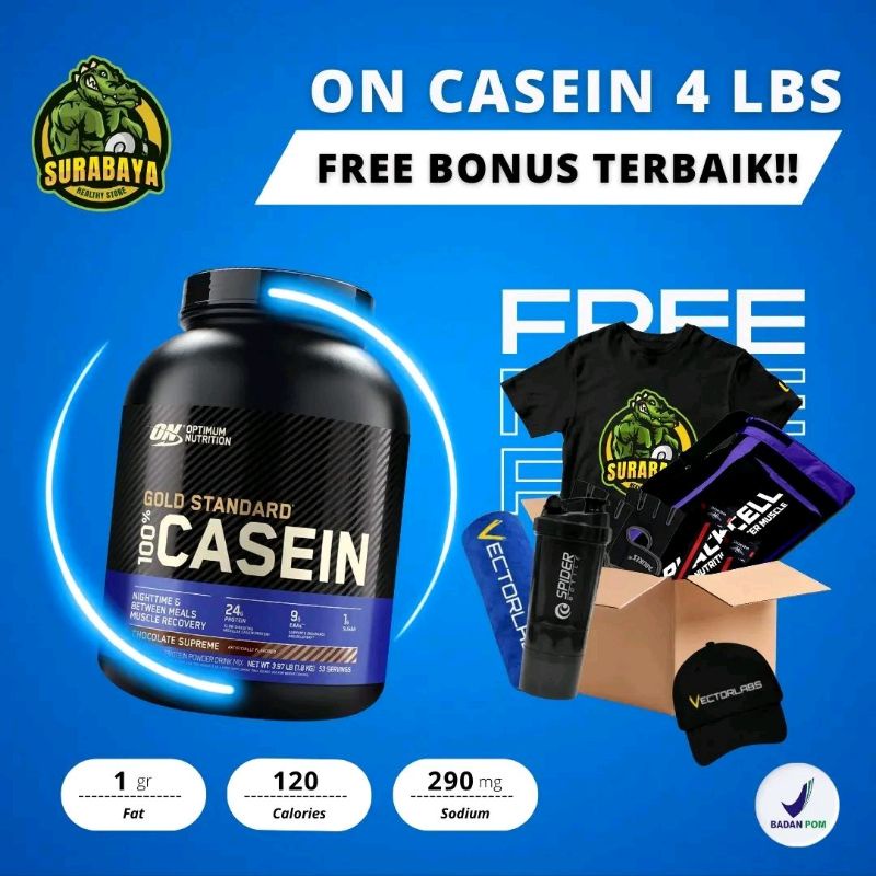 Jual Optimum Nutrition ON Gold Standard Casein 4 Lbs BPOM Micellar ...