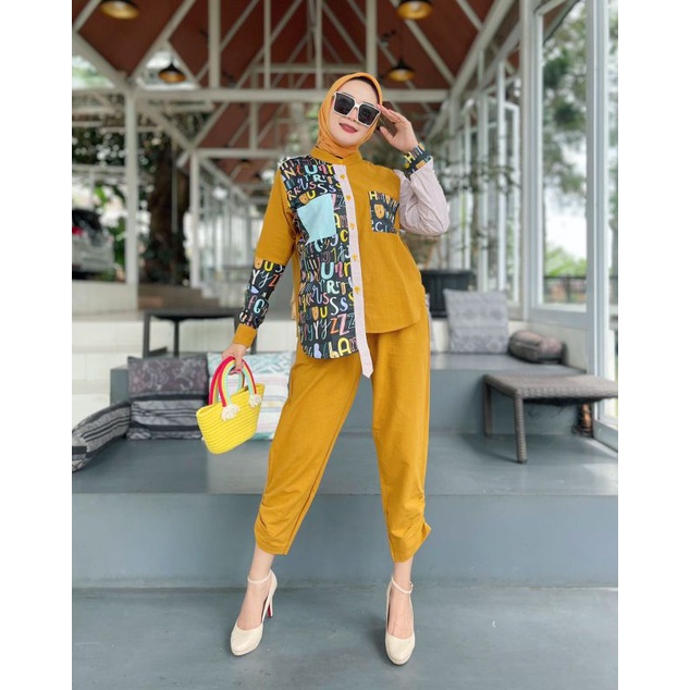 Jual Dina Set By Antunna Matt Linen Mix Print | Shopee Indonesia