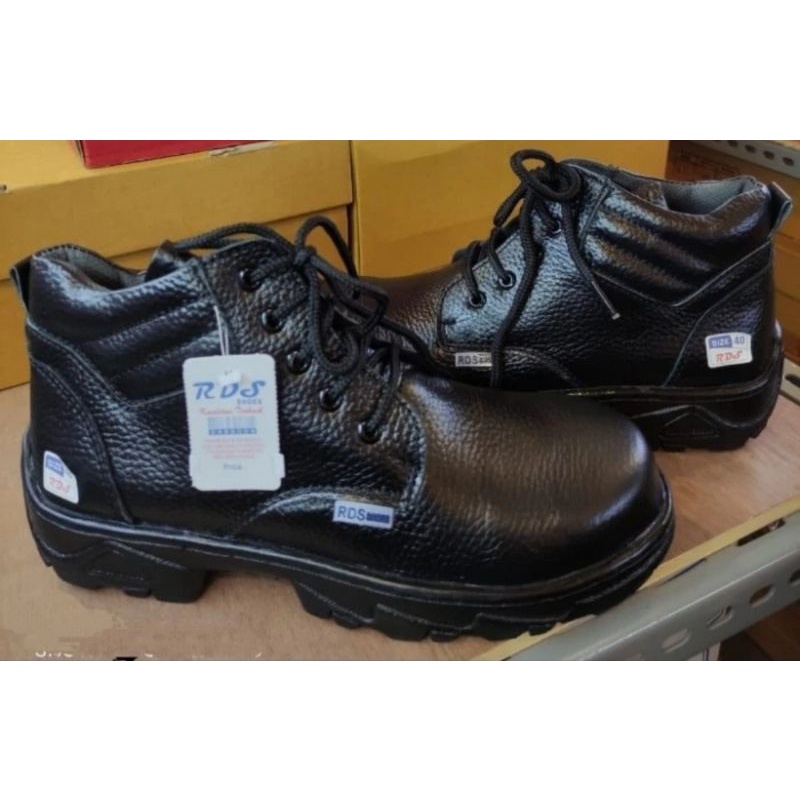 Jual sepatu safety bahan kulit model semi boot tali MERK RDS | Shopee ...