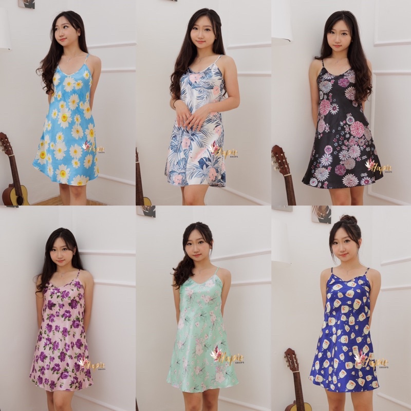Jual Printed Satin dress/daster satin murah/dress satin silk/baju tidur ...