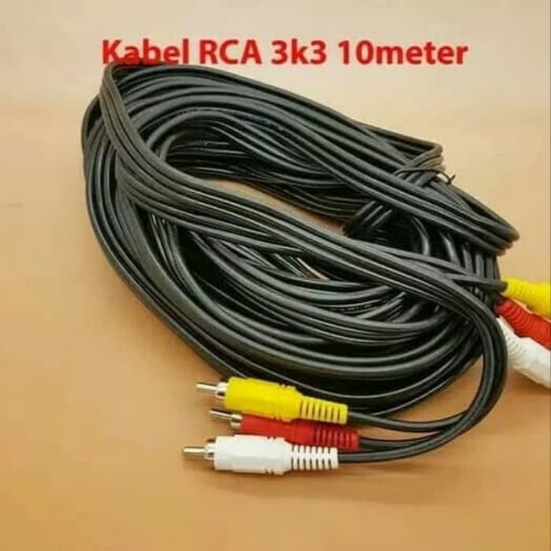 Jual Kabel rca audio video 3-3 10 meter/ jack rca av 3-3 dari dvd ke tv ...
