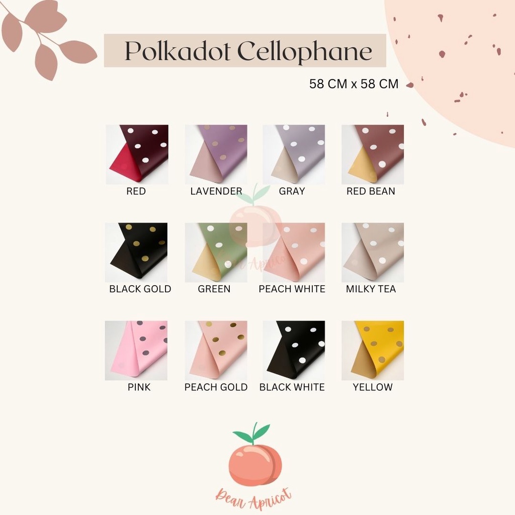 Jual [5 LEMBAR] KERTAS FLOWER WRAPPING POLKADOT CELLOPHANE ECER 5 ...