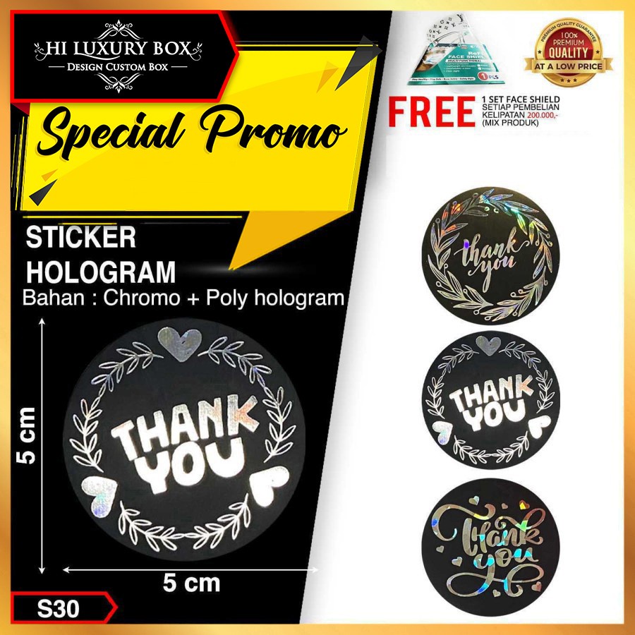 Jual Sticker Thank You | Sticker Hologram | Murah 5x15 Sticker Ucapan ...