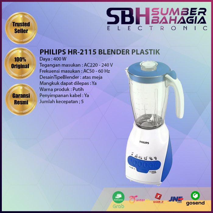 Jual PHILIPS HR-2115 BLENDER PLASTIK (NEW) (KHUSUS BANDUNG) | Shopee ...