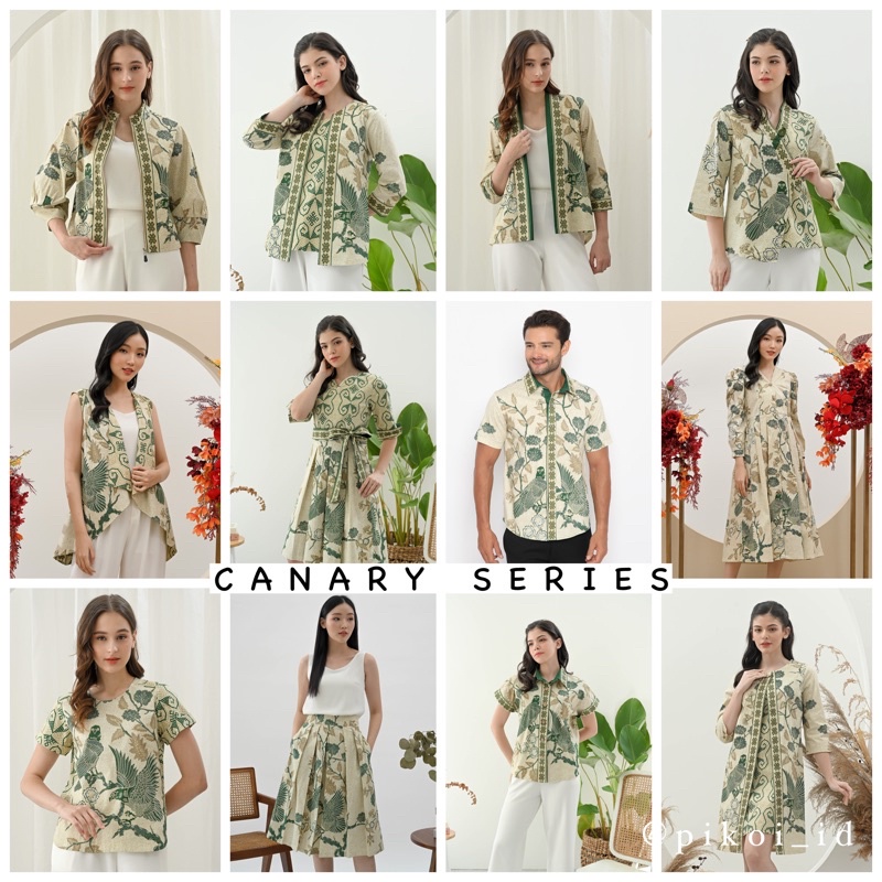 Jual Couple set batik keluarga sage green / seragam batik modern pria ...