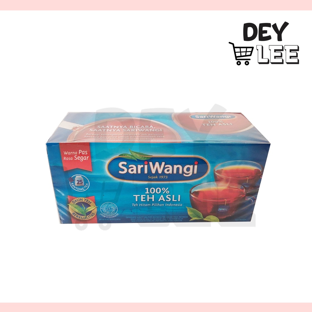 Jual SARIWANGI 100% Teh Asli Teh Hitam Black Tea per 1 dus isi 25 ...