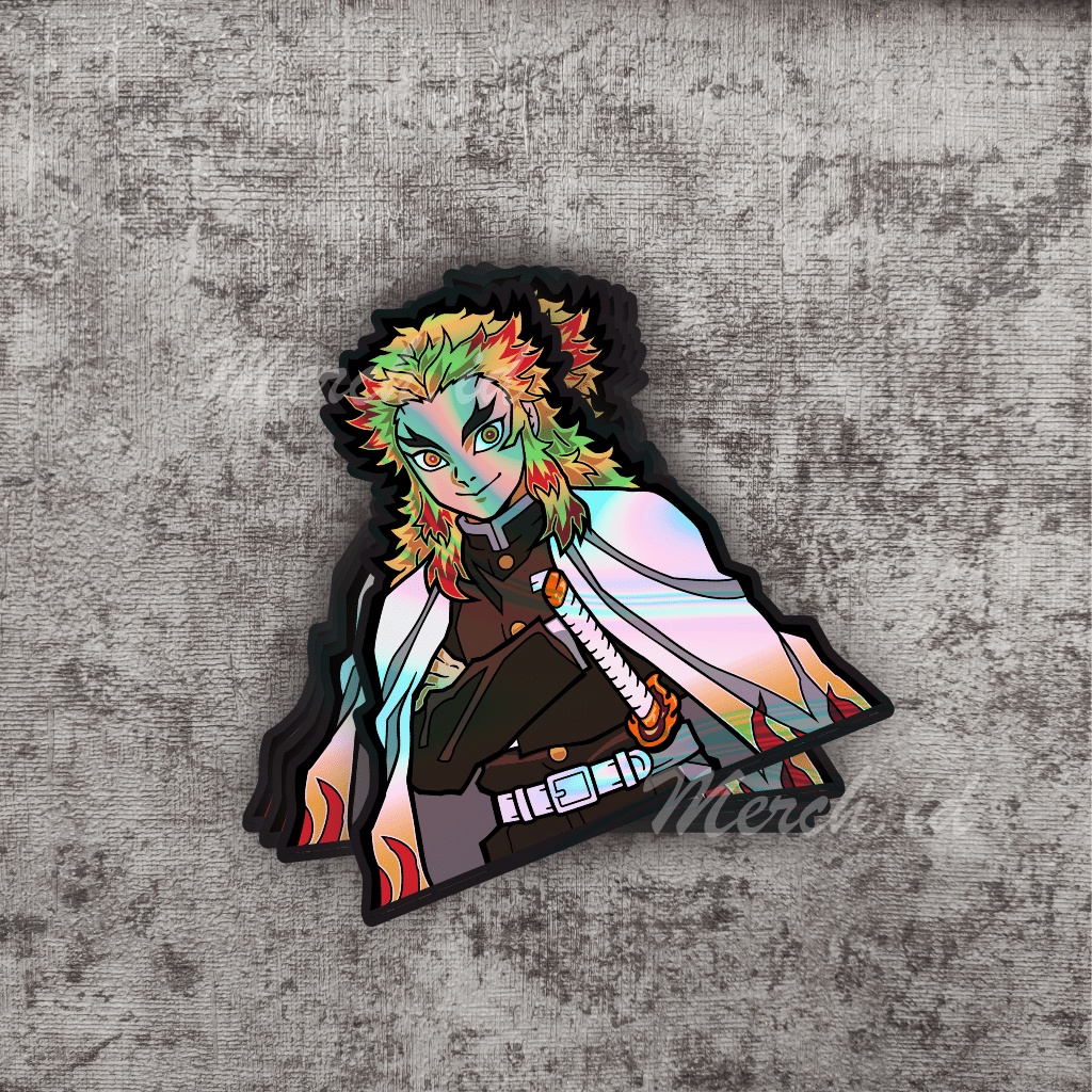 Jual Stiker anime hologram aesthetic rengoku demon slayer | Shopee ...
