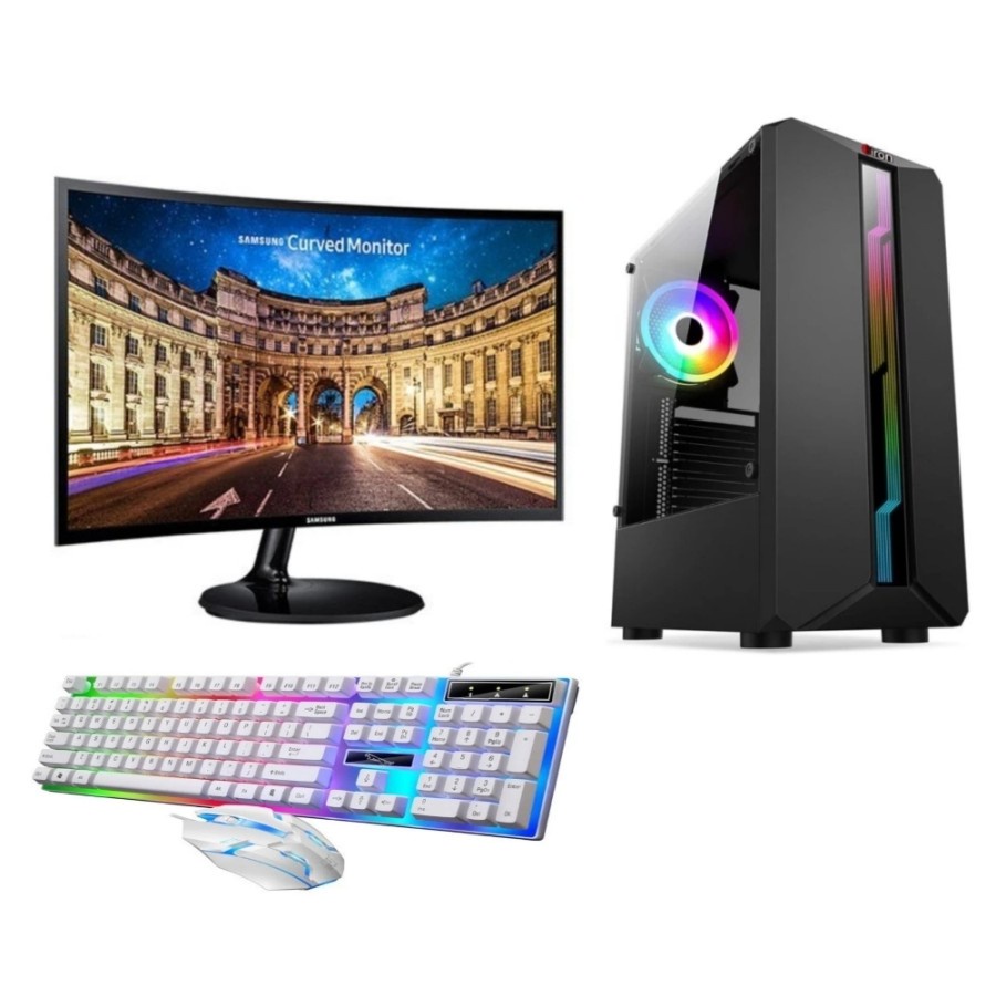 Jual full set pc gaming Ryzen 5 4600G Monitor LED Samsung Curved 24 ...