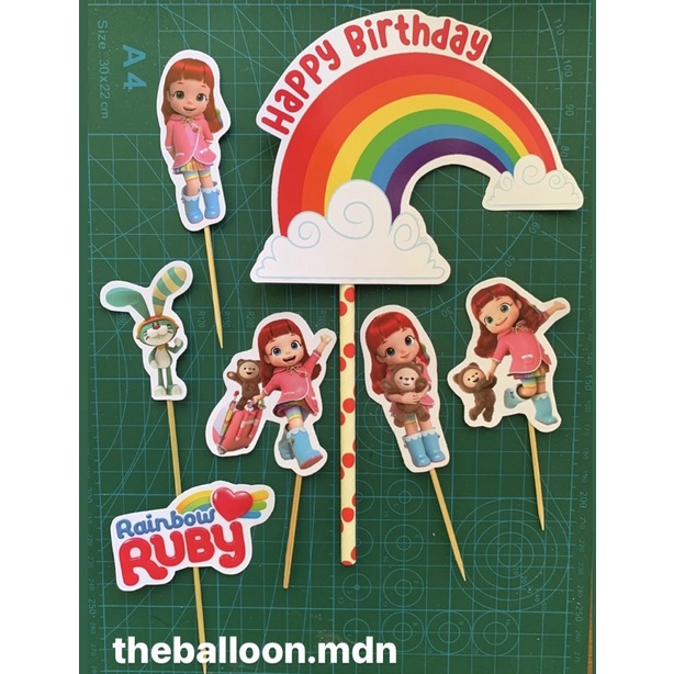 Jual TOPPER CAKE RAINBOW RUBY | Shopee Indonesia