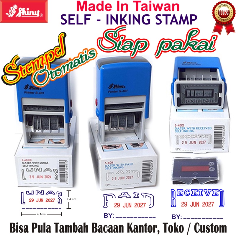 Jual STEMPEL SHINY LUNAS PAID RECEIVED OTOMATIS TANGGAL TINTA CAP ...
