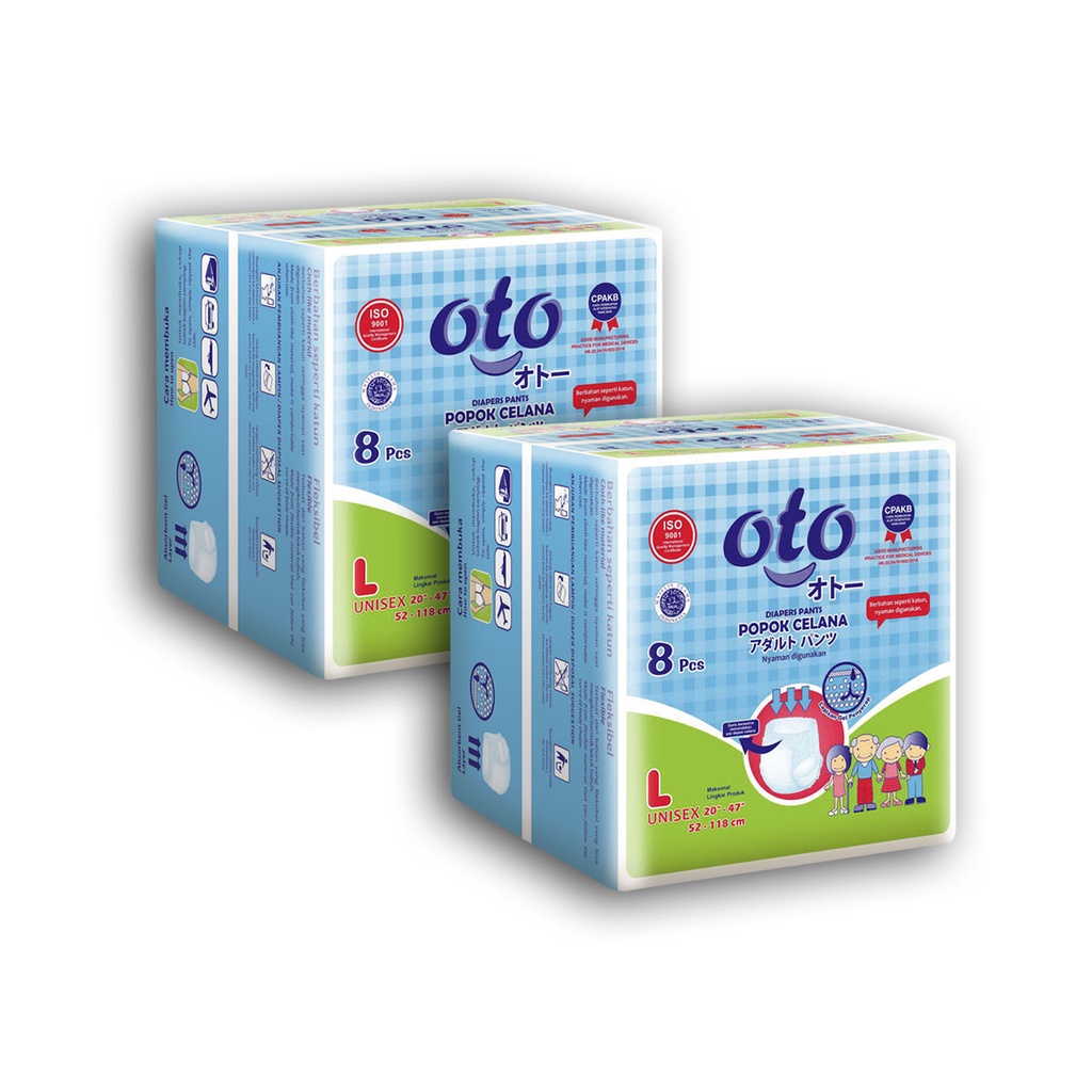 Jual OTO Diapers Adult Pants / Popok Dewasa model Celana Ukuran L, isi 8 pcs [Twinpack] | Shopee ...