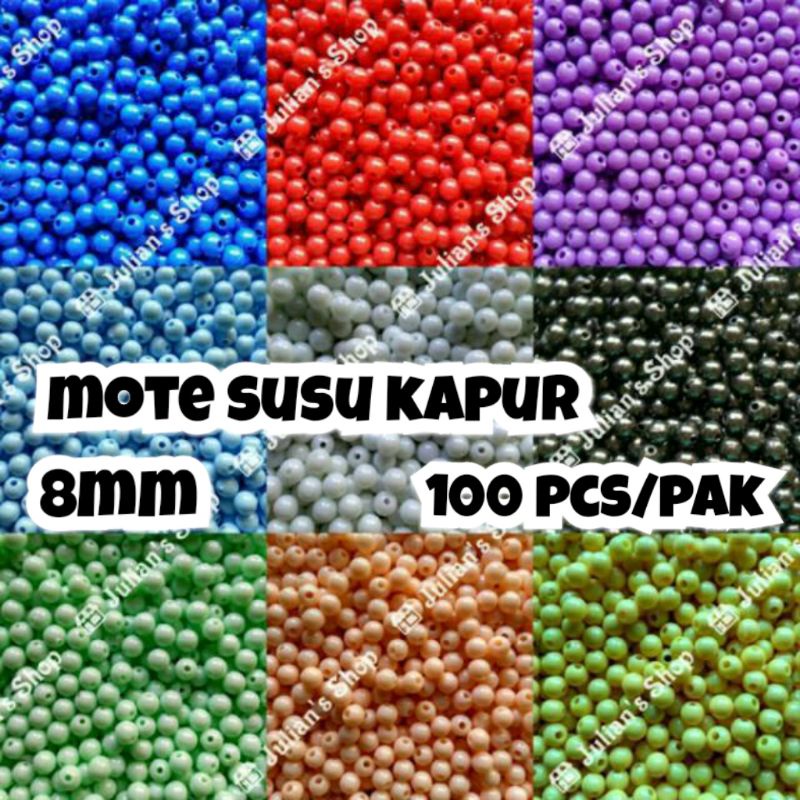 Jual 100 Pcs Butir Manik 8mm Mote SUSU KAPUR Bulat Bahan DIY Kerajinan Tangan Meronce | Shopee ...