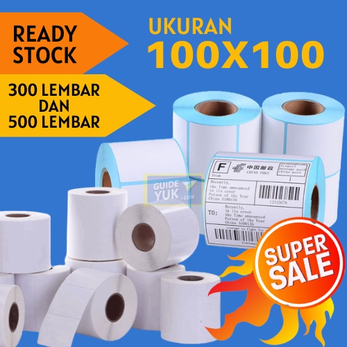Jual 100x100 Label Sticker Thermal / Direct Thermal Sticker / Kertas Thermal / Label Thermal ...