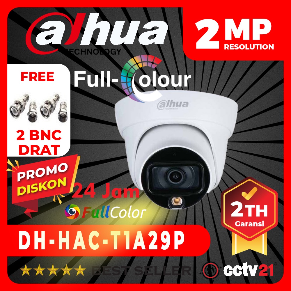 Jual Kamera CCTV Dahua Indoor FULL COLOR DH-HAC-T1A29P 2MP FREE 2 BNC ...
