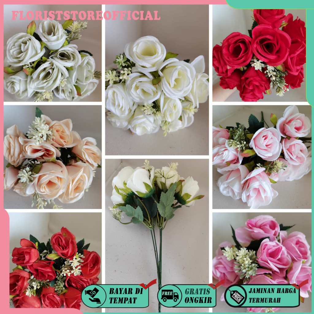 Jual COD BUNGA MAWAR BUNGA TANGKAI PLASTIK BUNGA ARTIFICIAL BUNGA ...