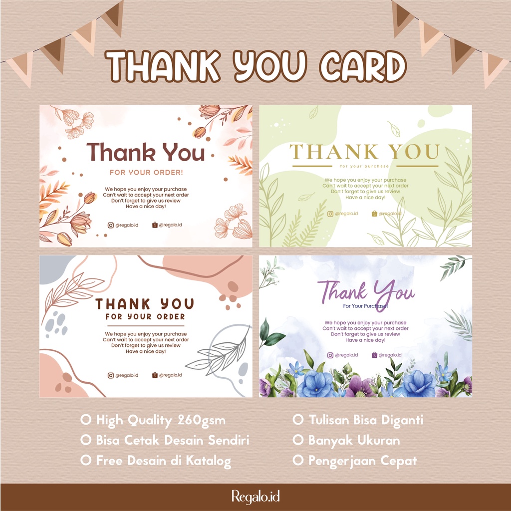 Jual [THANK YOU CARD] Kartu Ucapan Terima Kasih | Custom Kartu Ucapan | Kartu Bisnis | Kartu ...