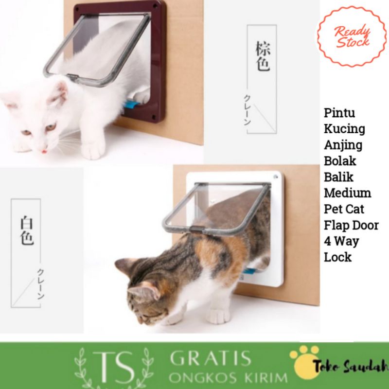 Jual Pintu Kucing Anjing Bolak Balik Medium Pet Cat Flap Door 4 Way ...