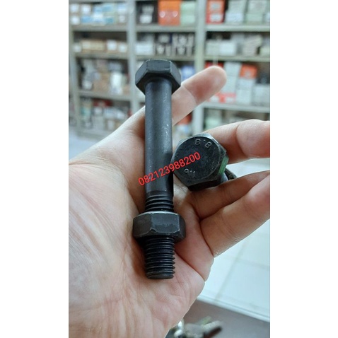 Jual baut mur baja 8.8 m16x100 m16 x 100 baut kunci 24 HTB 4 in 10cm hex bolt nut 88 high ...