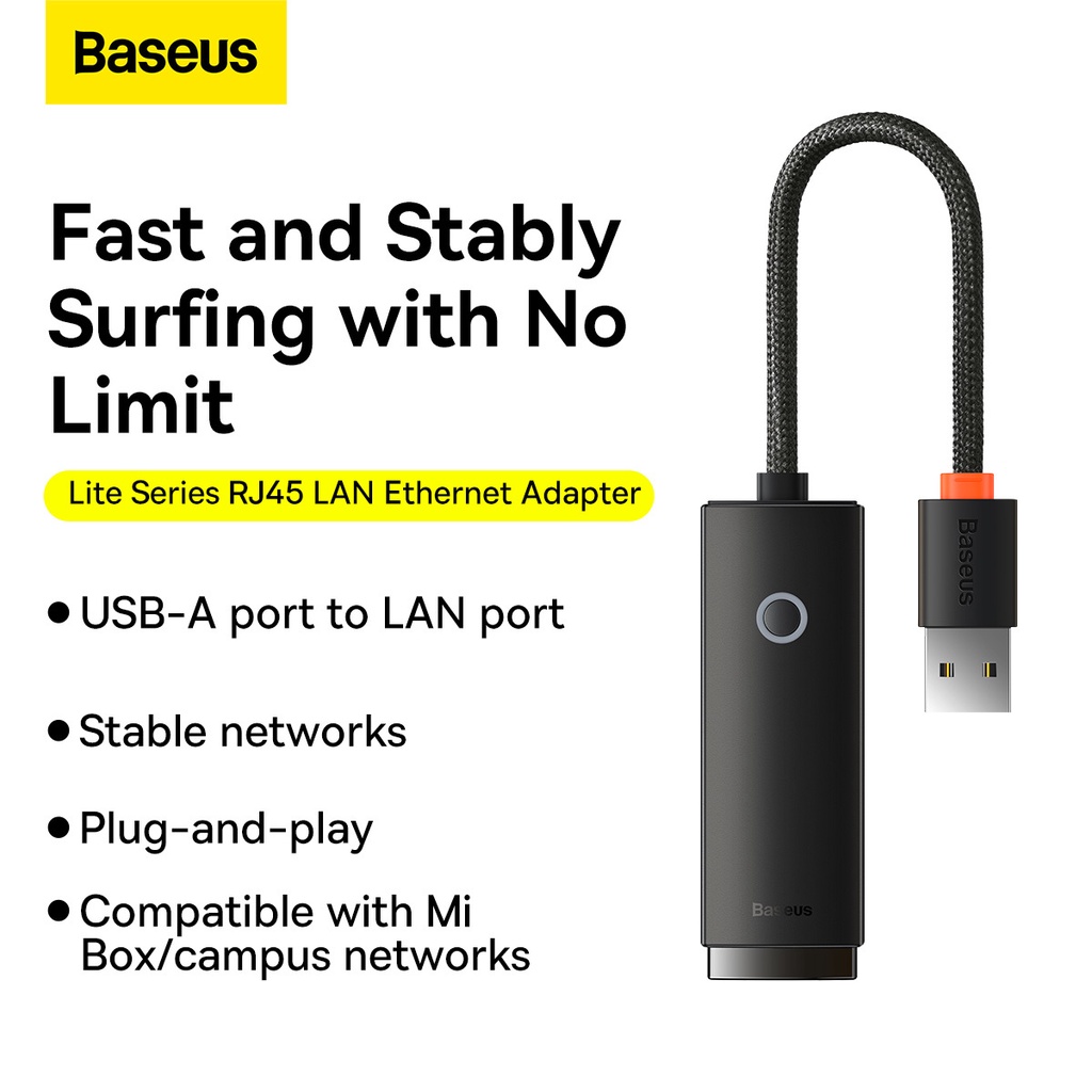 Jual Baseus Original Lite Series Ethernet USB A to RJ45 LAN Port 100Mbps HUB Adapter Adaptor USB ...