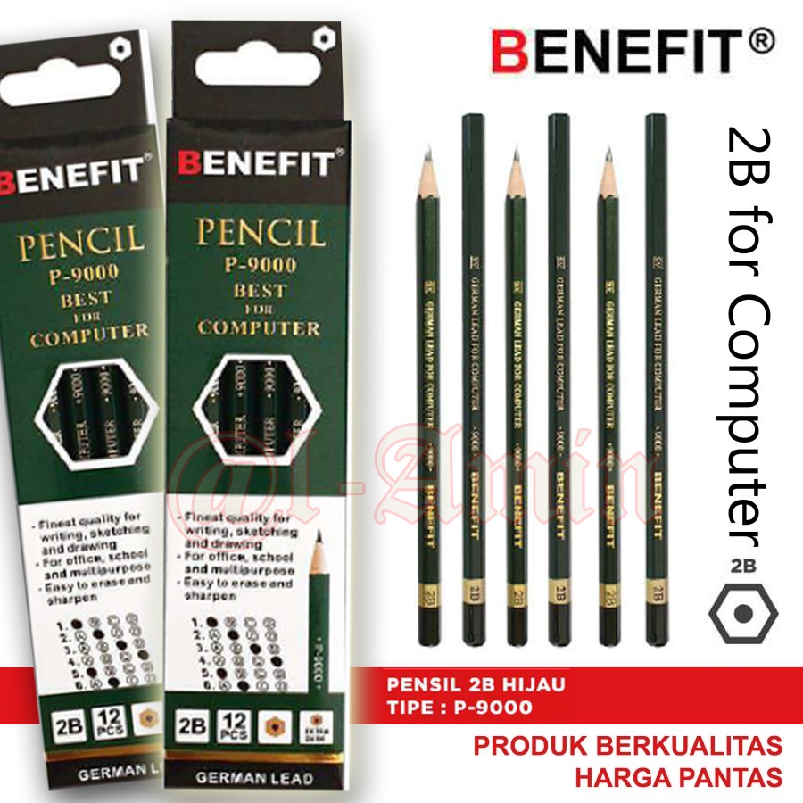 Jual Pensil 2B for Computer "BENEFIT" P-9000 (1 lusin) | Shopee Indonesia