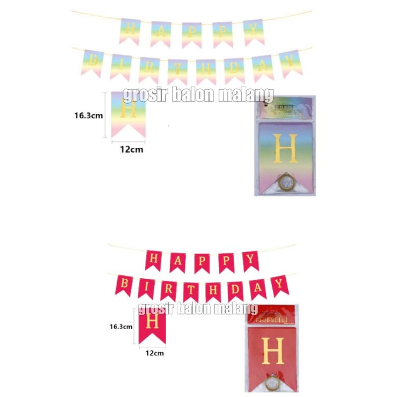 Jual bunting flag banner backdrop happy birthday merah rainbow ultah ...