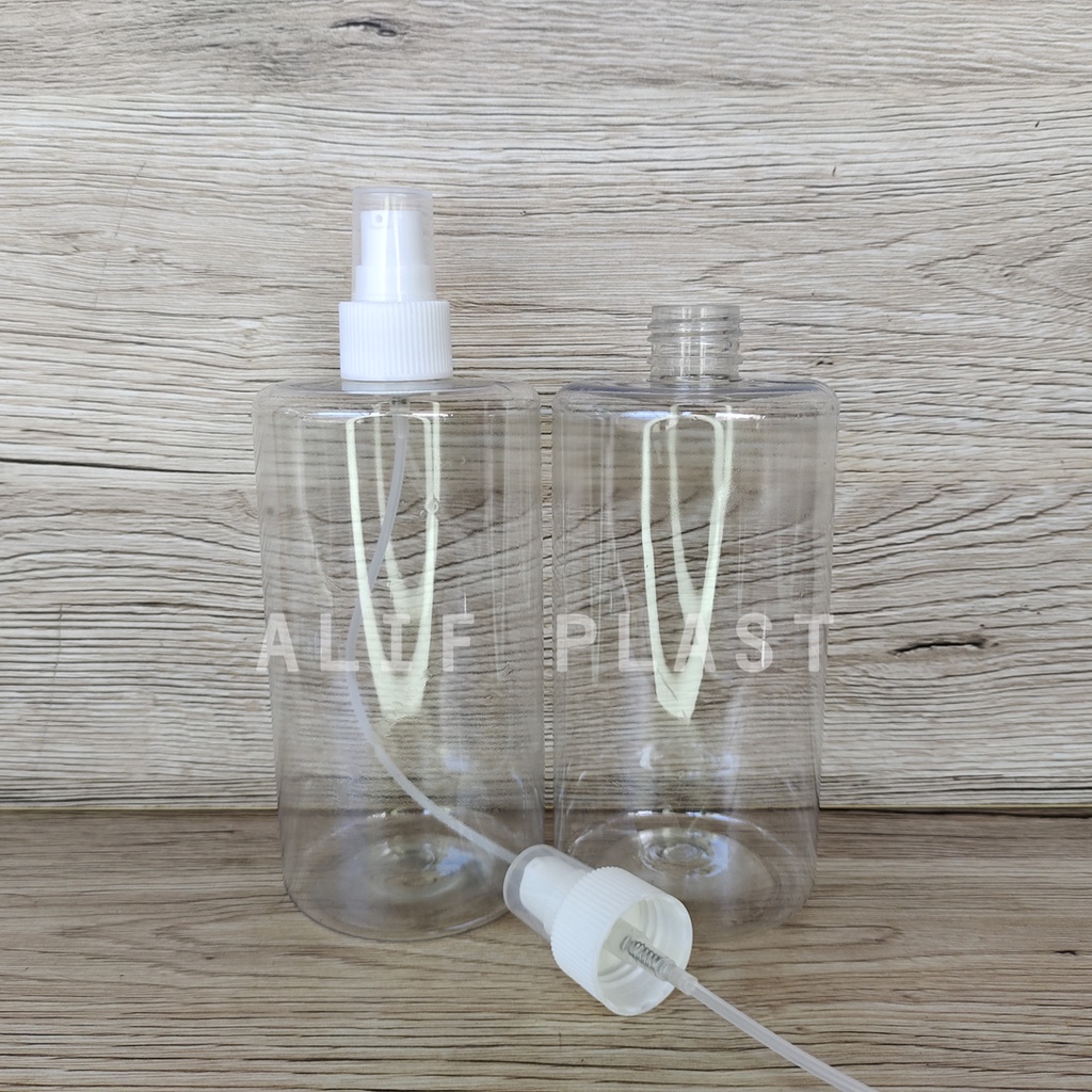 Jual BOTOL PET 500 ML BENING DATAR TUTUP SPRAY PUMP PUTIH / ANEKA BOTOL | Shopee Indonesia