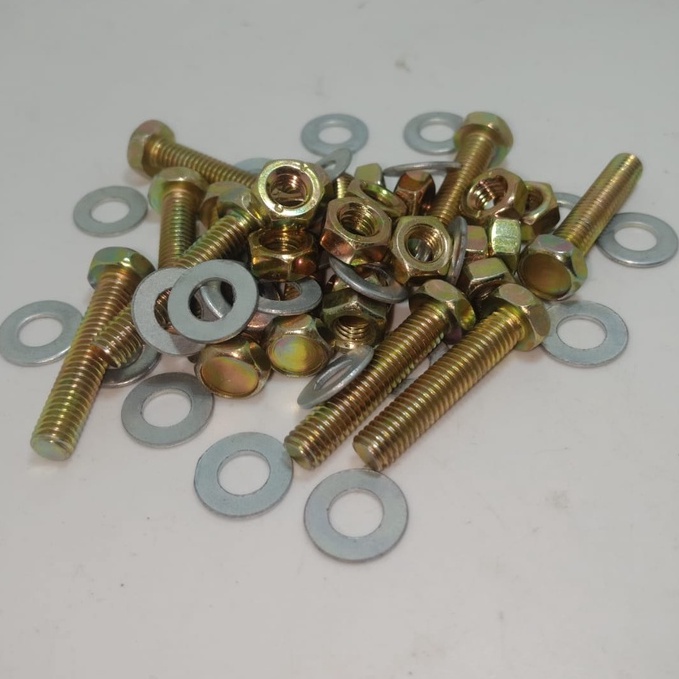 Jual Baut Mur M8 Plus 2 Ring 1 Set Baut Mur M8 Baut 12 Kunci 12 Plus 2 ...