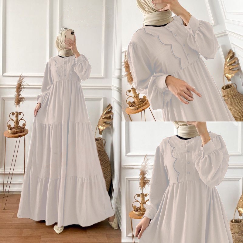 Jual Gamis lebaran 2025 Model gamis terbaru Andini maxy simpel elegan ...