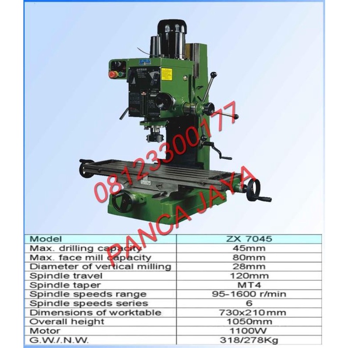 Jual Mesin Bor Milling Duduk 45 Mm Drilling Milling-Milling Machine Zx-7045 | Shopee Indonesia