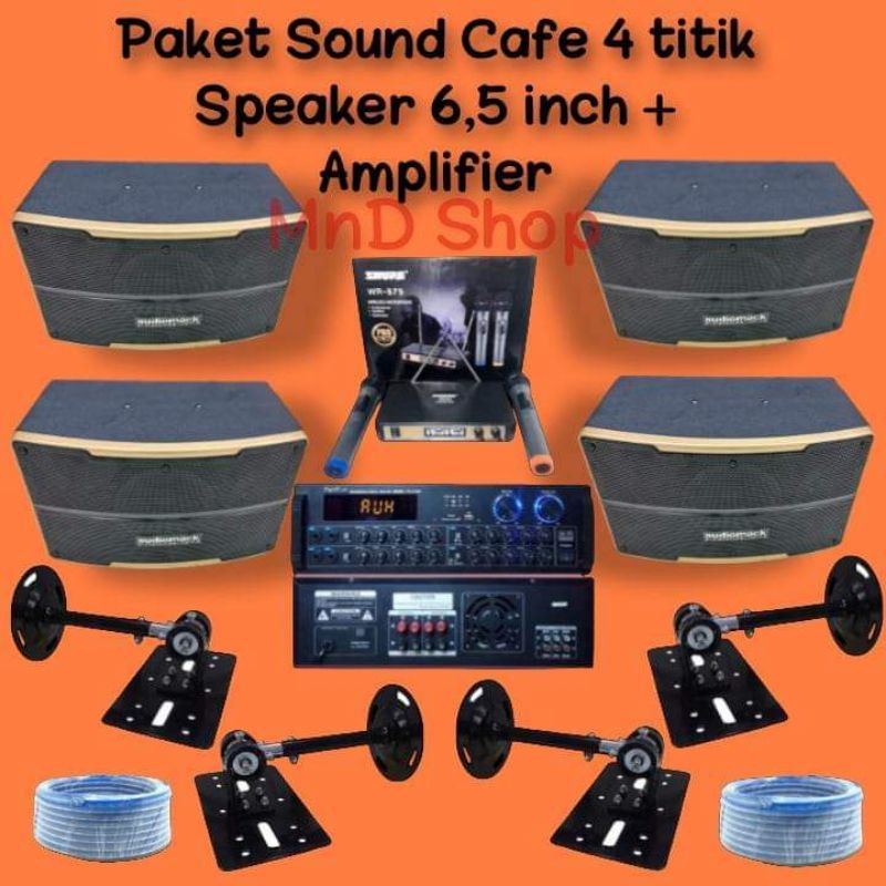 Jual PAKET SOUND CAFE SPEAKER 6,5INCH 4TITIK + AMPLIFIER BLUETOOTH ...