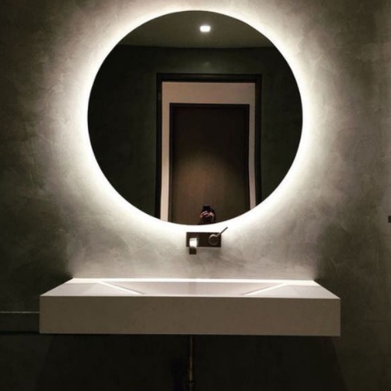 Jual Cermin Bulat Aesthetic / Kaca cermin bulat LED putih 35cm/cermin ...