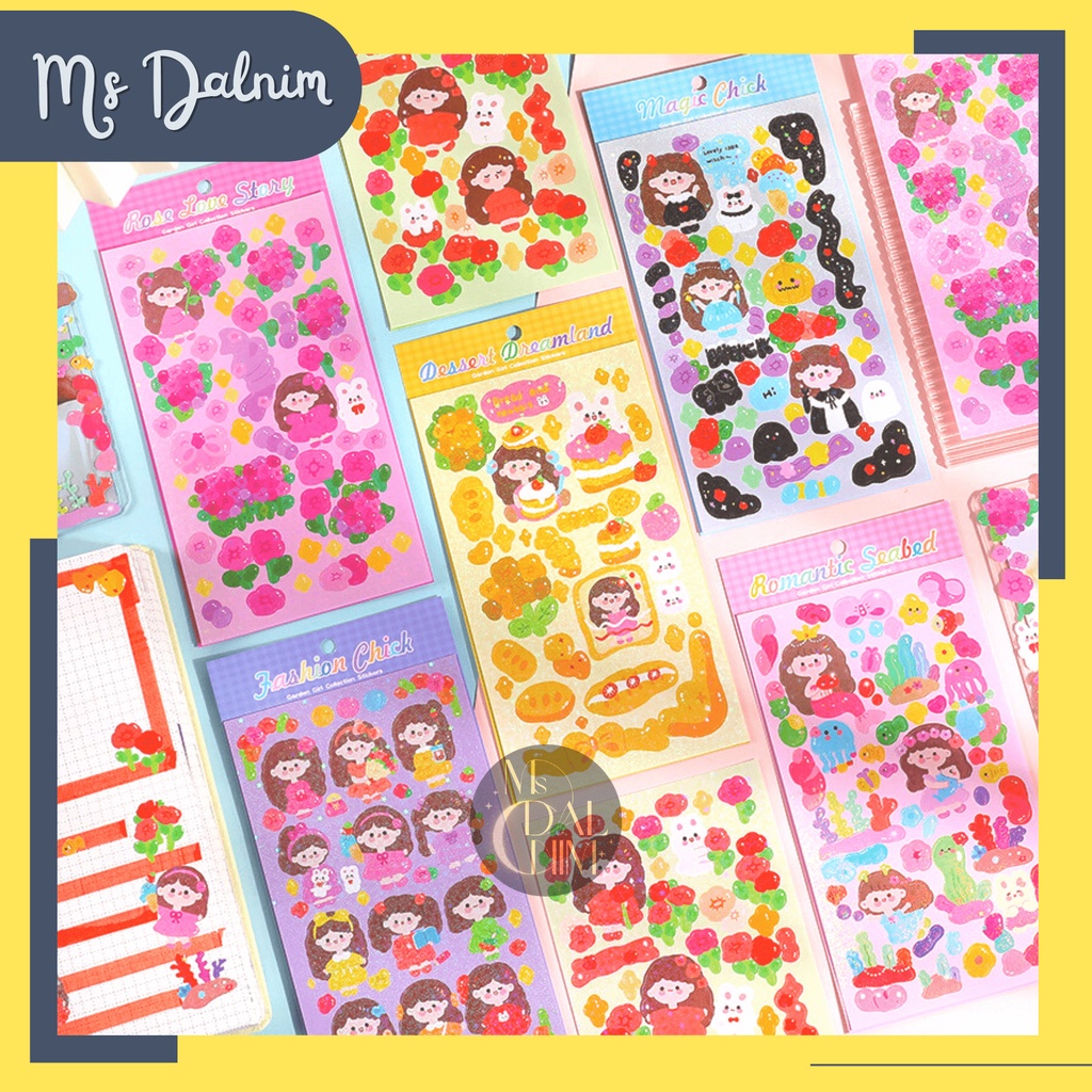 Jual Stiker Aesthetic Deco Photocard Mengkilap Lucu Colorful Flower ...