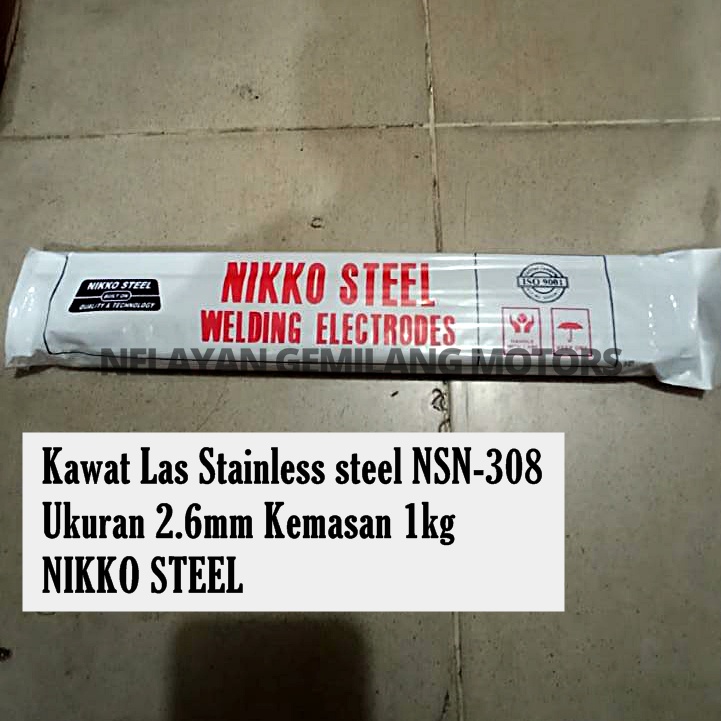 Jual Kawat Las Stainless steel NSN-308 Ukuran 2.6mm Kemasan 1kg NIKKO STEEL WELDING ELECTRODES ...